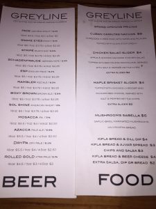 Greyline brewery beer and food menu | Grand Rapids Breweries